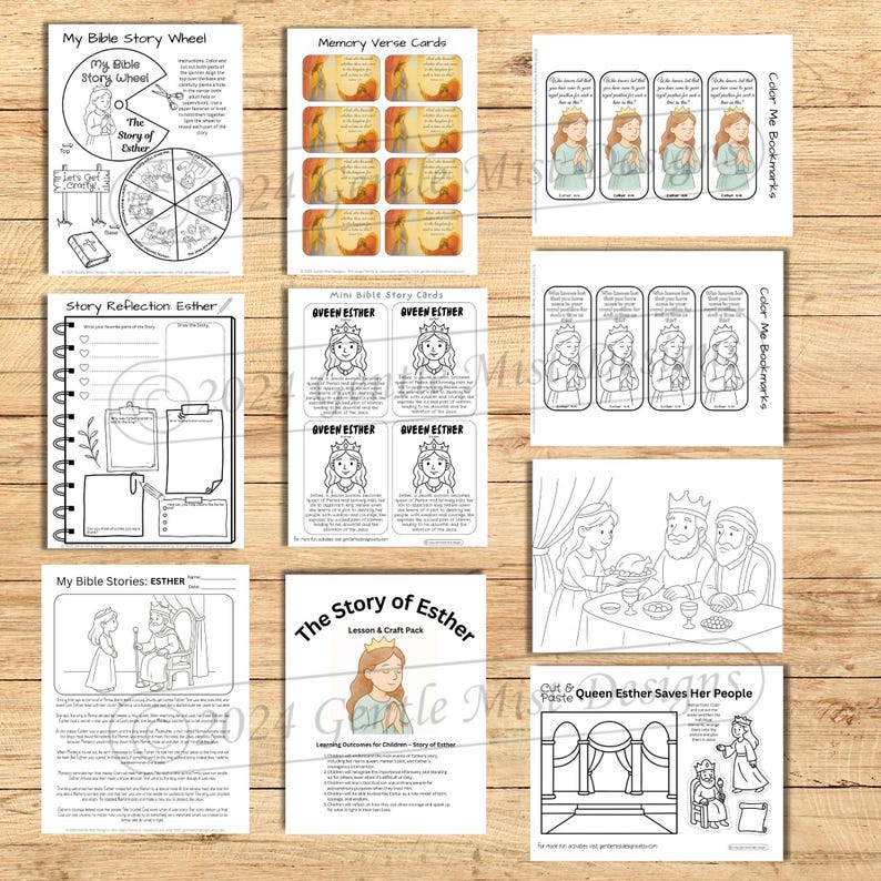 QUEEN ESTHER Bible Story Complete Learning Pack for Kids. Printable ...