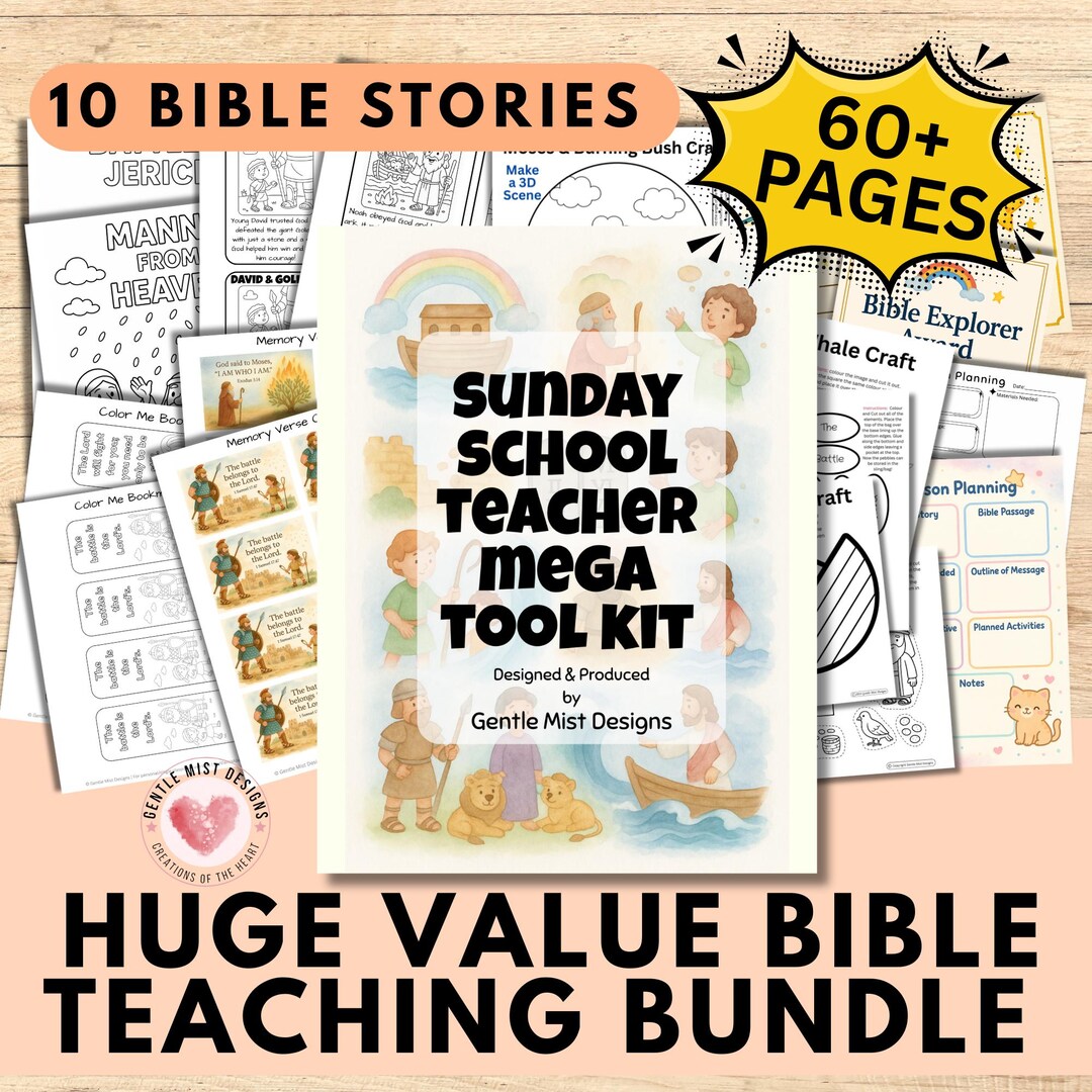 Sunday School Teacher Mega Toolkit Bundle - 10 Bible Crafts, Story ...