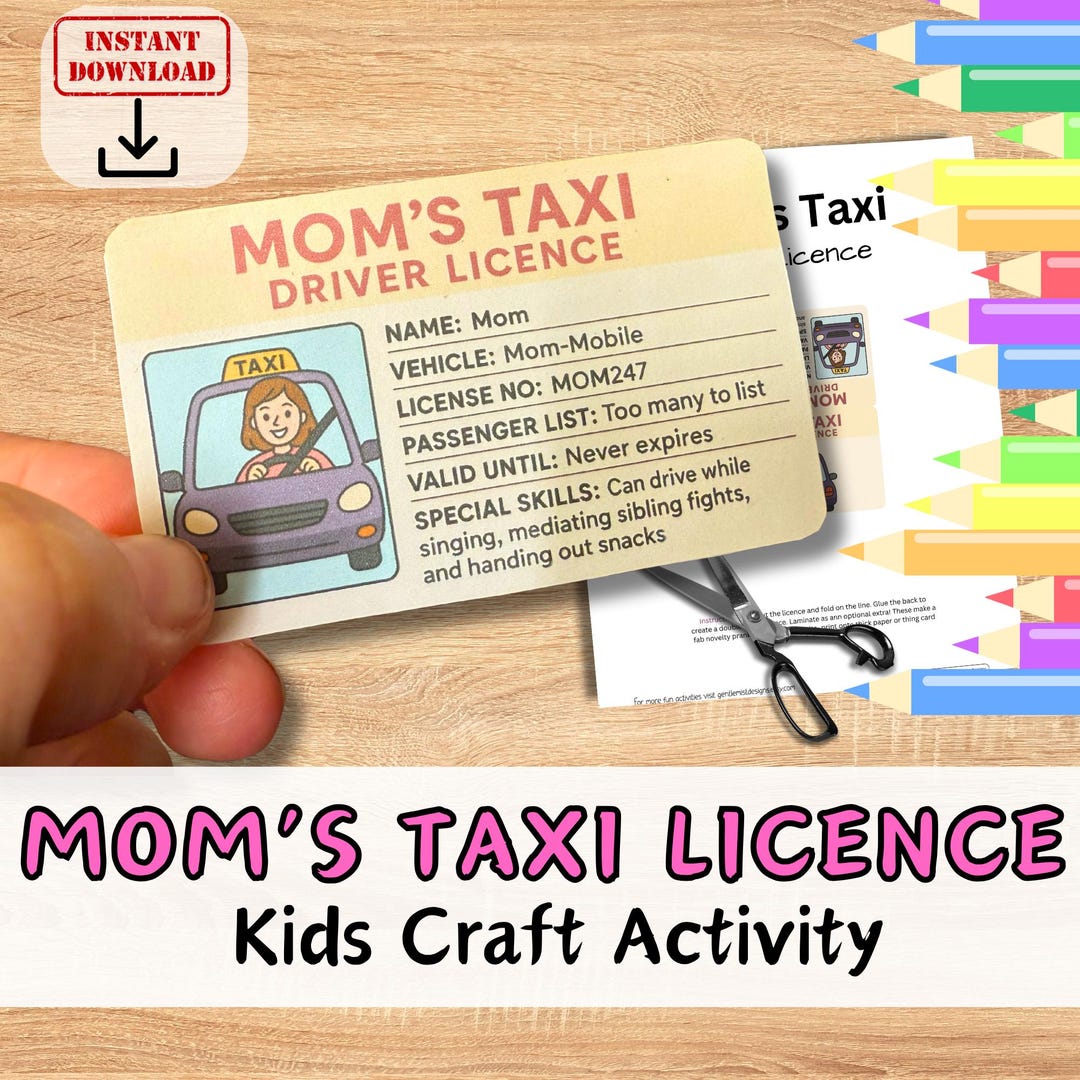 MOM’S TAXI - Fun Novelty Gift Paper Craft Activity for Kids to Make for ...
