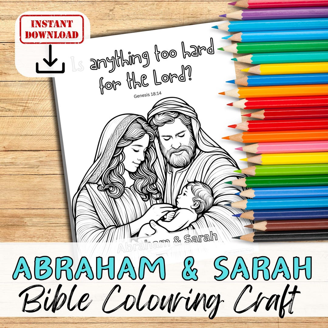 ABRAHAM & SARAH Bible Story Character Verse Colouring Sheet Activity ...