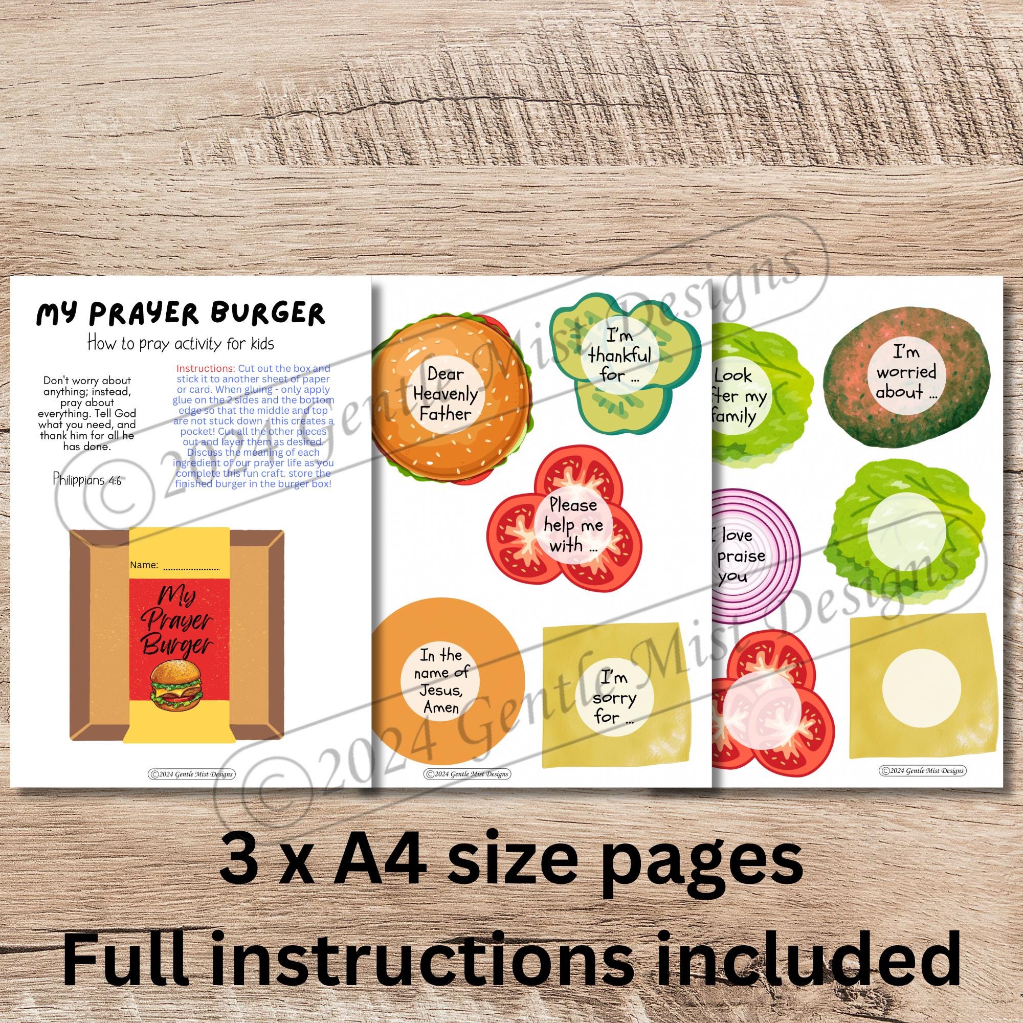 PRAYER BURGER Craft Activity for Kids. Bible Based Printable Prayer ...