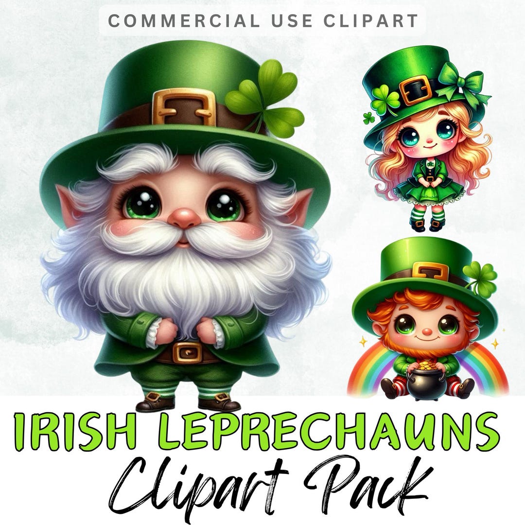 Cute IRISH LEPRECHAUNS Clipart Junk Journal Card Making Images High ...