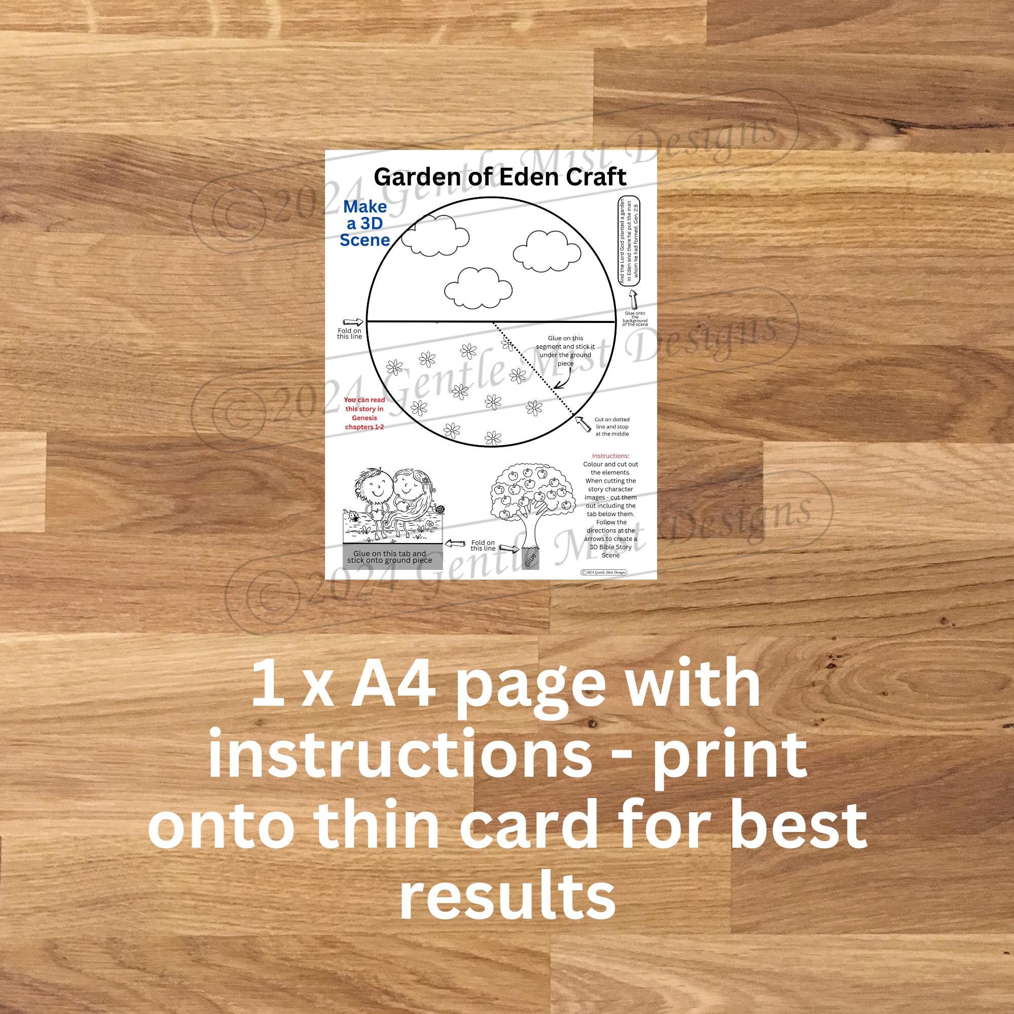 THE GARDEN of EDEN Adam & Eve Bible Story 3D Scene Paper Craft for Kids ...