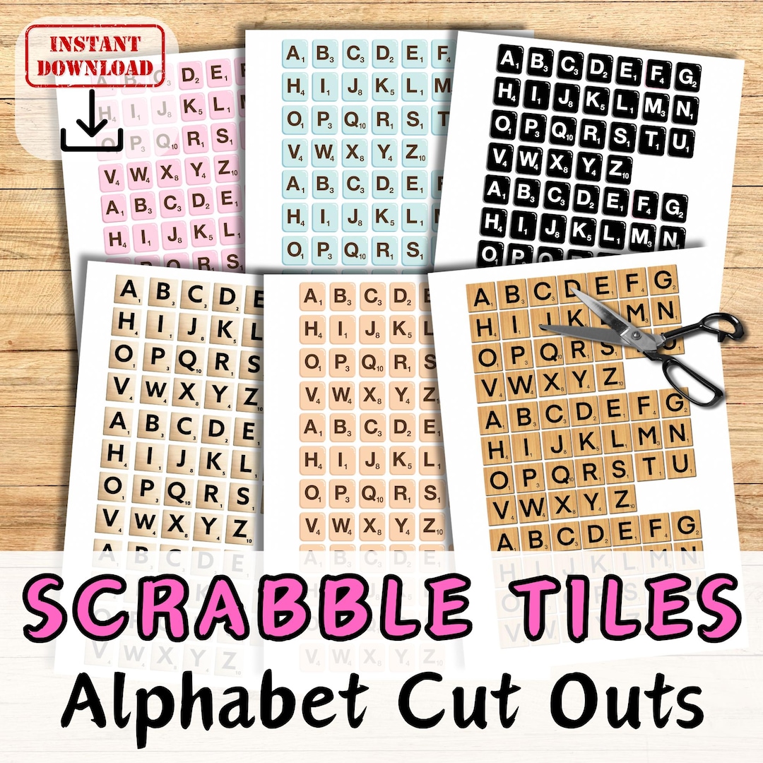 460+ SCRABBLE TILES Printable ALPHABET Letters Fussy Cuts for Craft ...