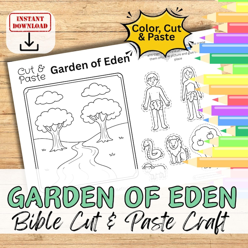 GARDEN of EDEN Bible Paper Craft Activity for Kids. Printable DIY Cut ...