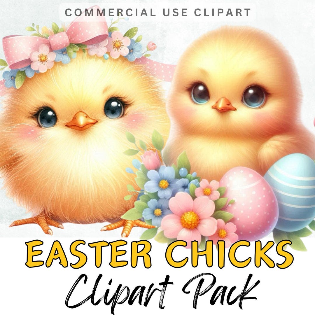 CUTE EASTER CHICKS Clipart Pack Adorable Fluffy Ducks Junk Journal Card ...