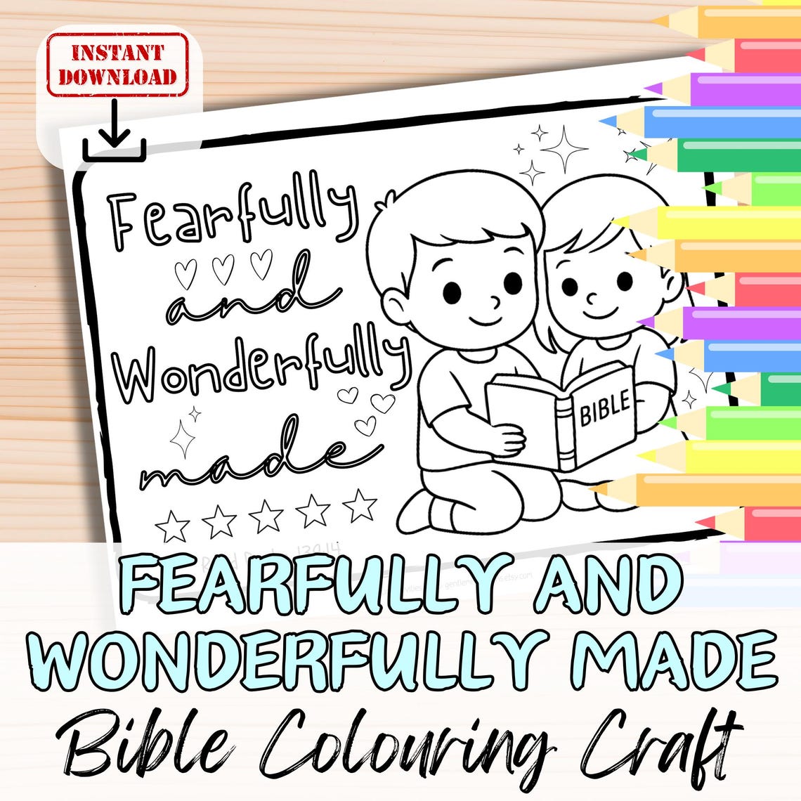 FEARFULLY & WONDERFULLY MADE Bible Verse Coloring in Sheet Activity for ...