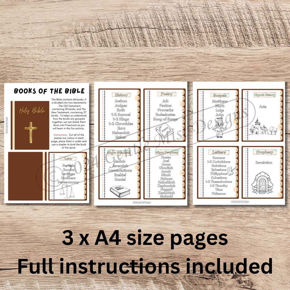 BOOKS of BIBLE Mini Flip Book Craft Activity for Kids Bible Christian ...