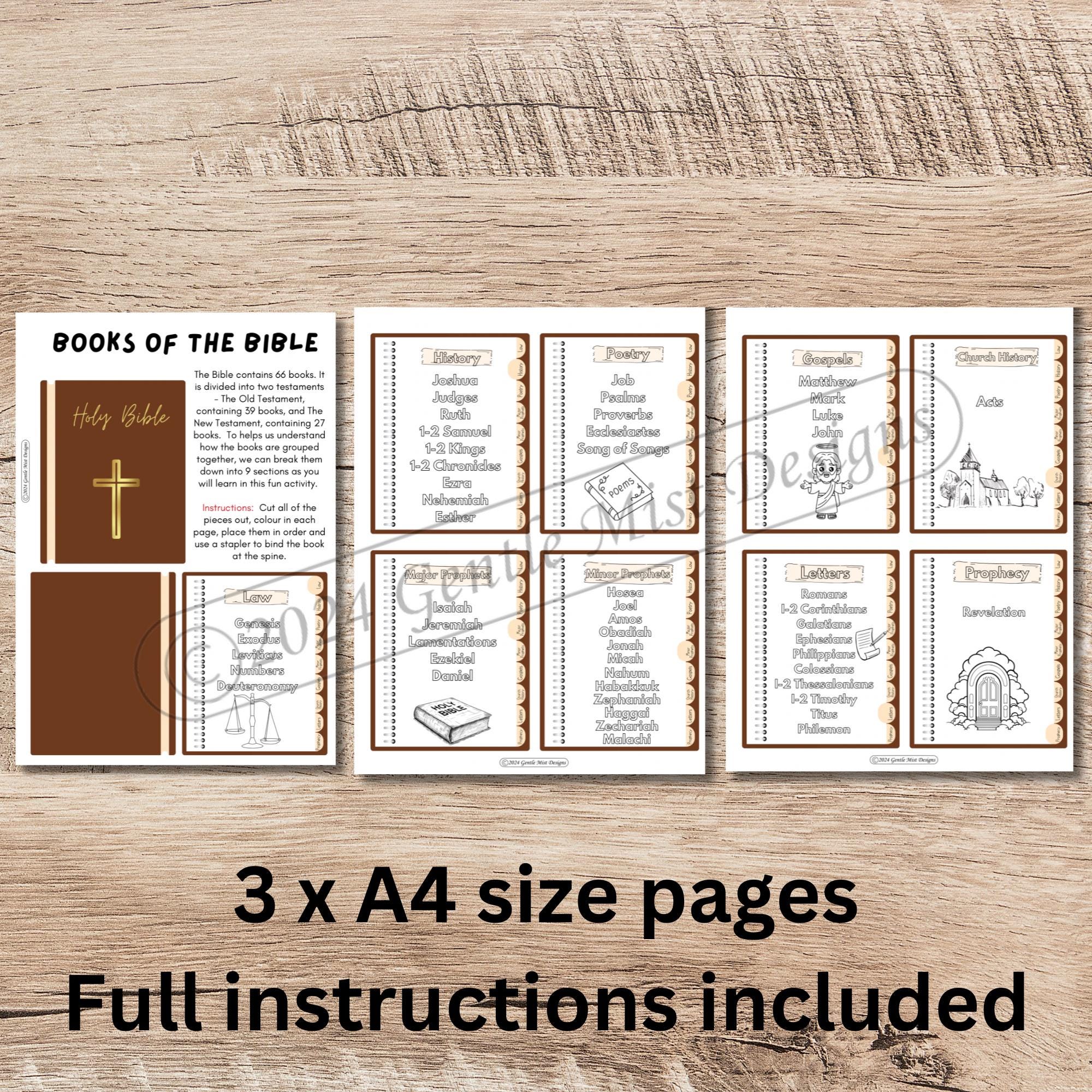 BOOKS of BIBLE Mini Flip Book Craft Activity for Kids Bible Christian Printable. Sunday School ...