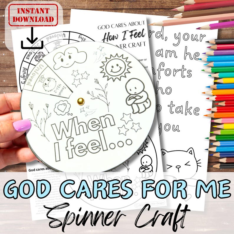 GOD CARES About Me and How I Feel Spinner Craft Emotions Based Bible ...