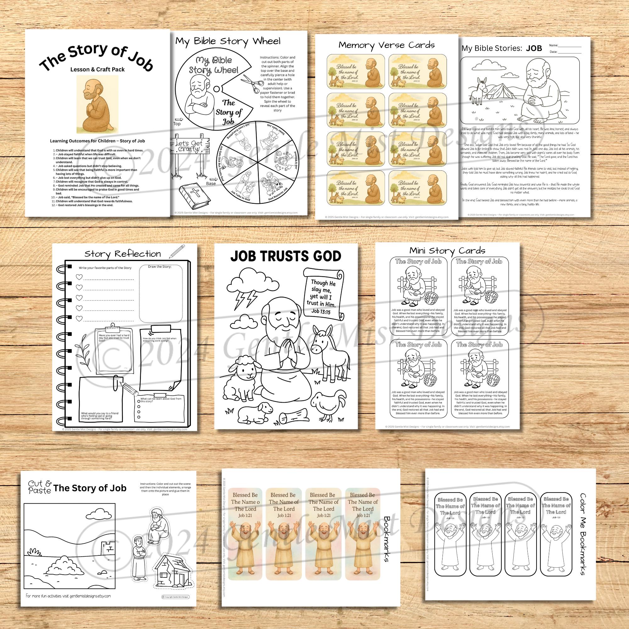 Job Bible Story Complete Learning Pack for Kids. Printable Lesson With ...