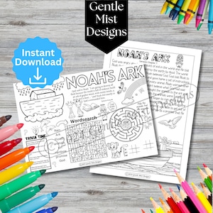 NOAHS ARK Bible Story and Activity Sheet for Kids. Sunday School/church ...