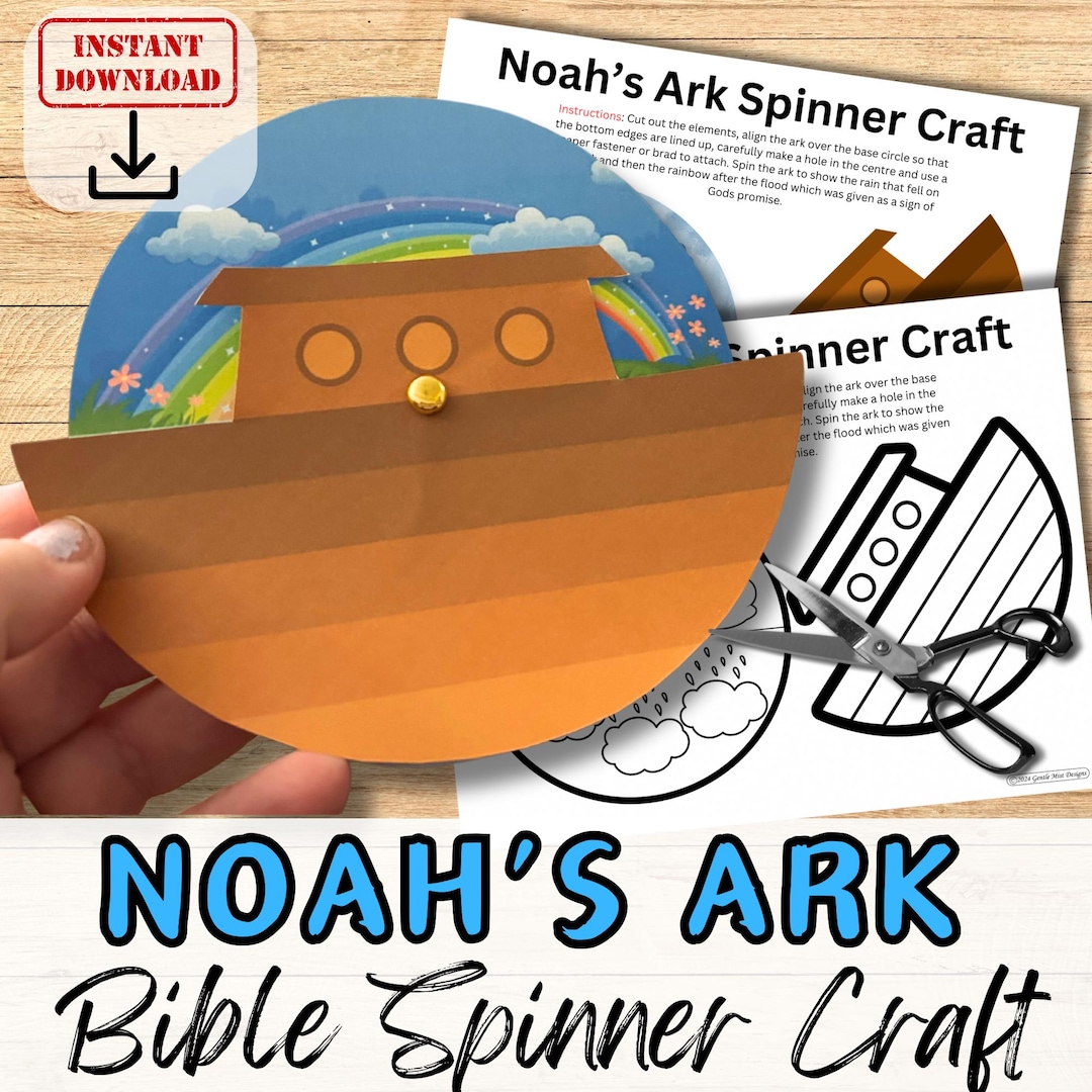 NOAHS ARK Bible Spinner Craft. Bible Verse Sunday School Activity ...