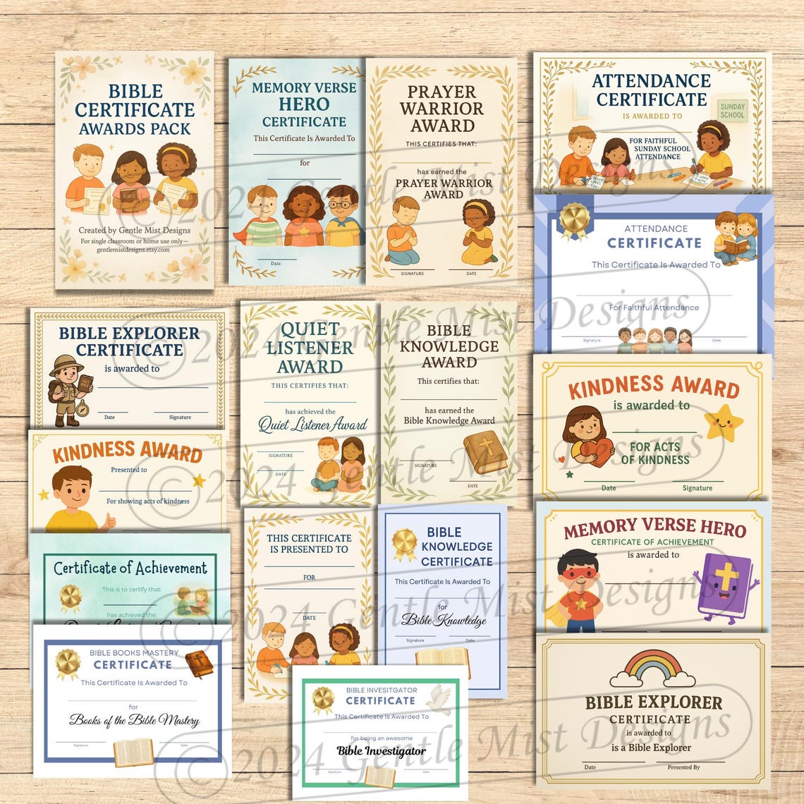Bible Certificates Bundle Pack for Sunday School | 22 Printable ...