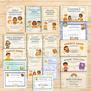Bible Certificates Bundle Pack for Sunday School | 22 Printable ...