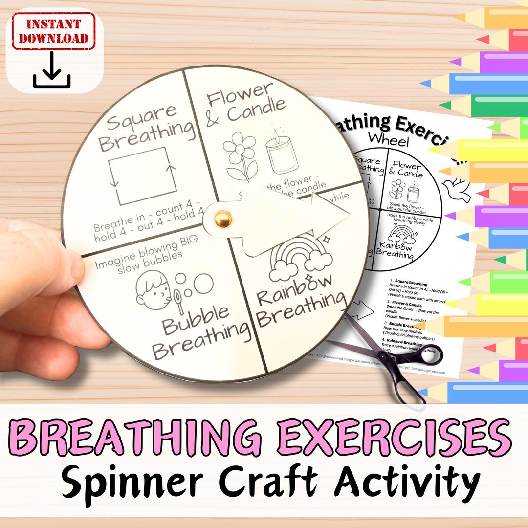 BREATHING EXERCISES SPINNER | Kids Mindfulness & Relaxation Craft ...