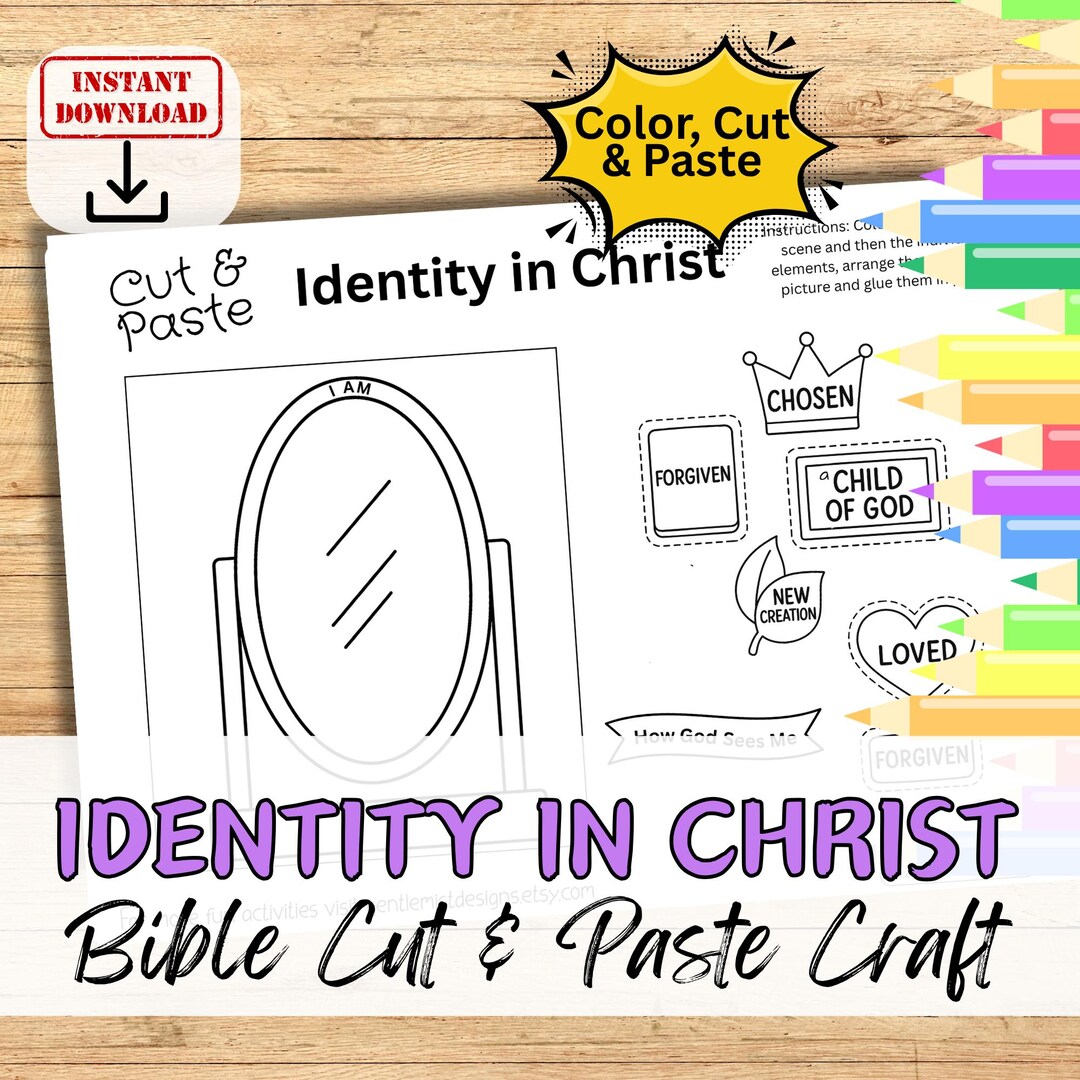 IDENTITY IN CHRIST - Bible Craft Activity for Kids Printable Diy Cut ...