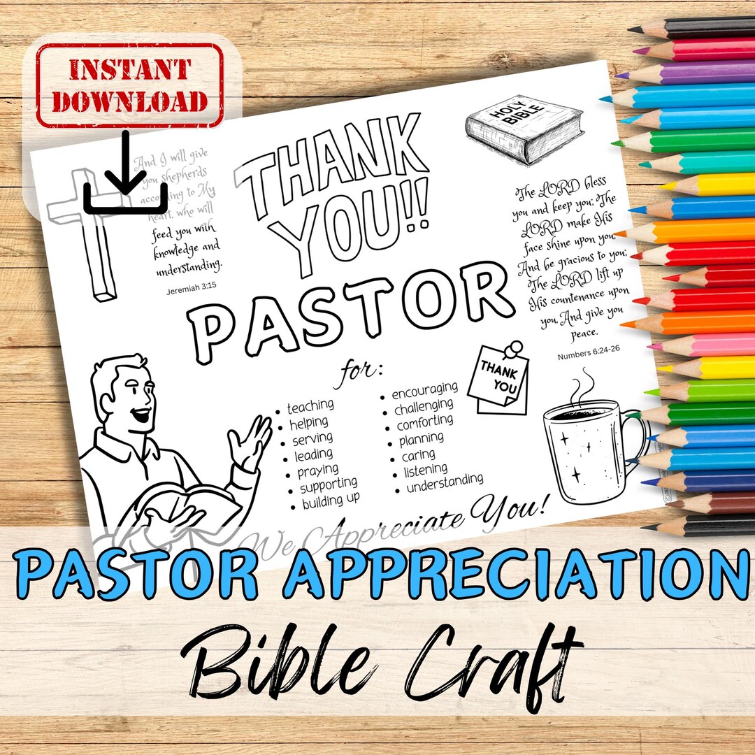 PASTOR APPRECIATION Colouring Sheet Activity for Kids, Youth and Adults ...