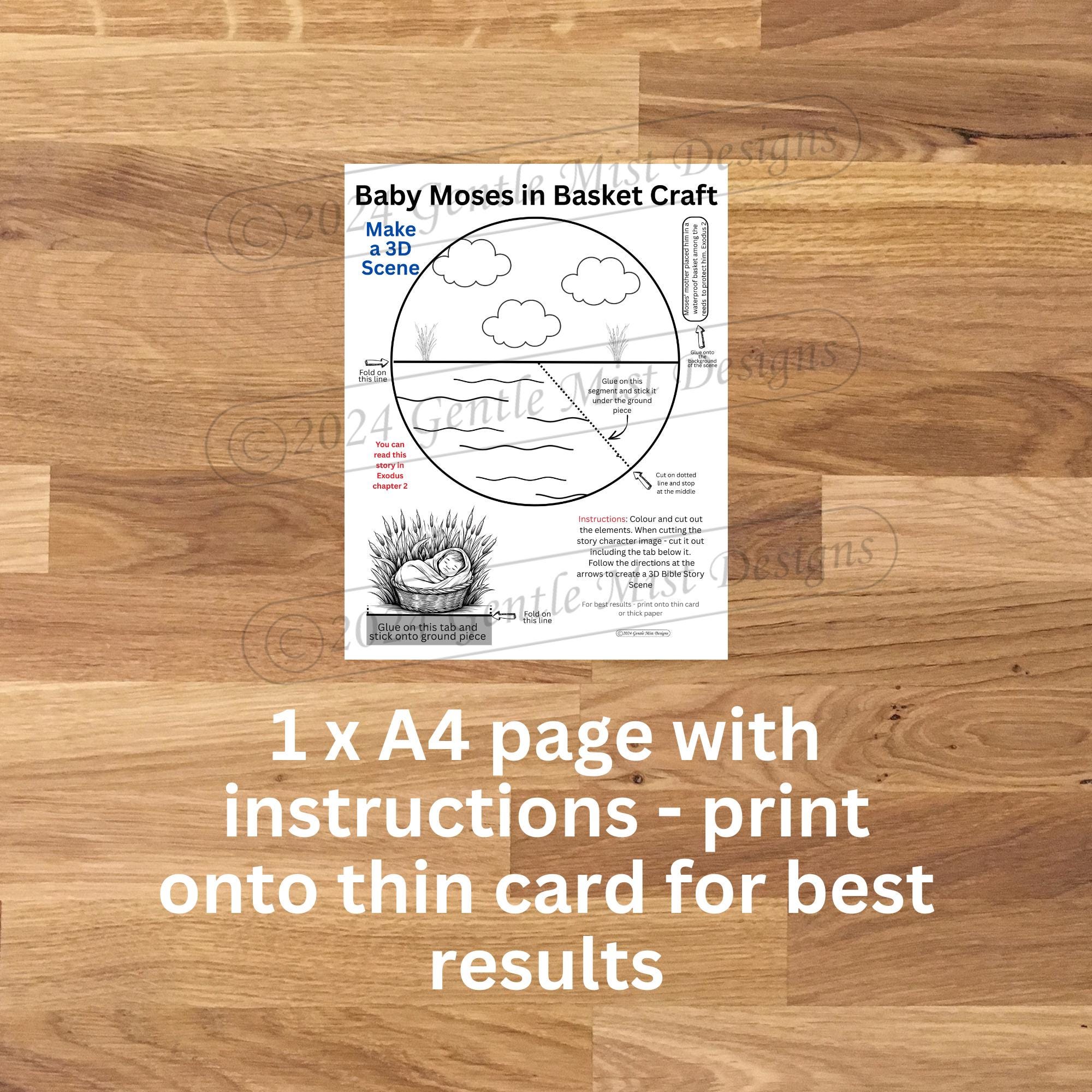 MOSES BABY in the BASKET Bible Story 3D Scene Paper Craft for Kids ...