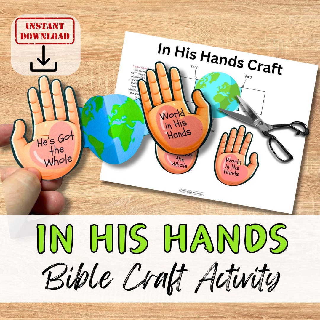 IN HIS HANDS Bible Verse Paper Craft Activity for Kids. Fold Out Sunday ...