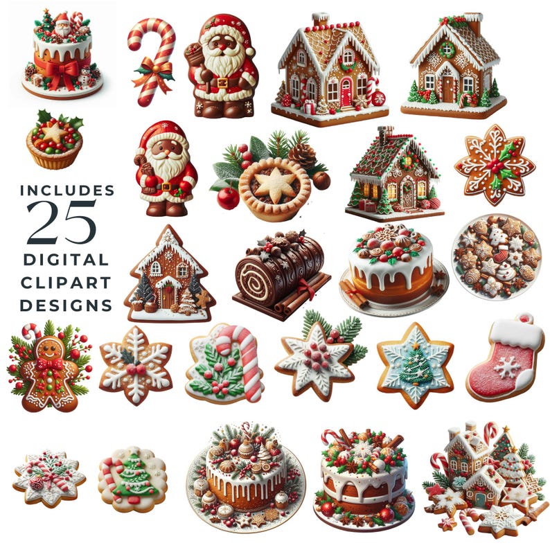 Christmas SWEET TREATS Clipart Pack. Festive Junk Journal Card Making ...
