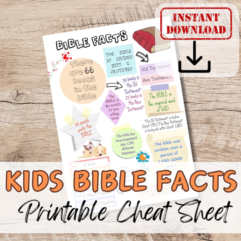 KIDS BIBLE FACTS Bible Cheat Sheet for Kids, Youth and Adults. Study ...
