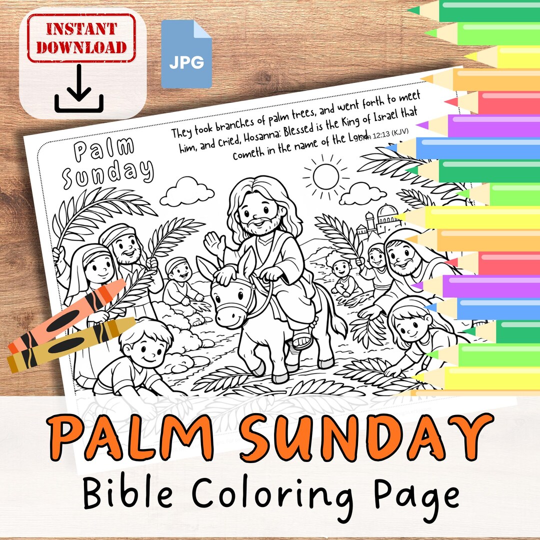 PALM SUNDAY EASTER Bible Verse Coloring in Sheet Activity for Kids ...