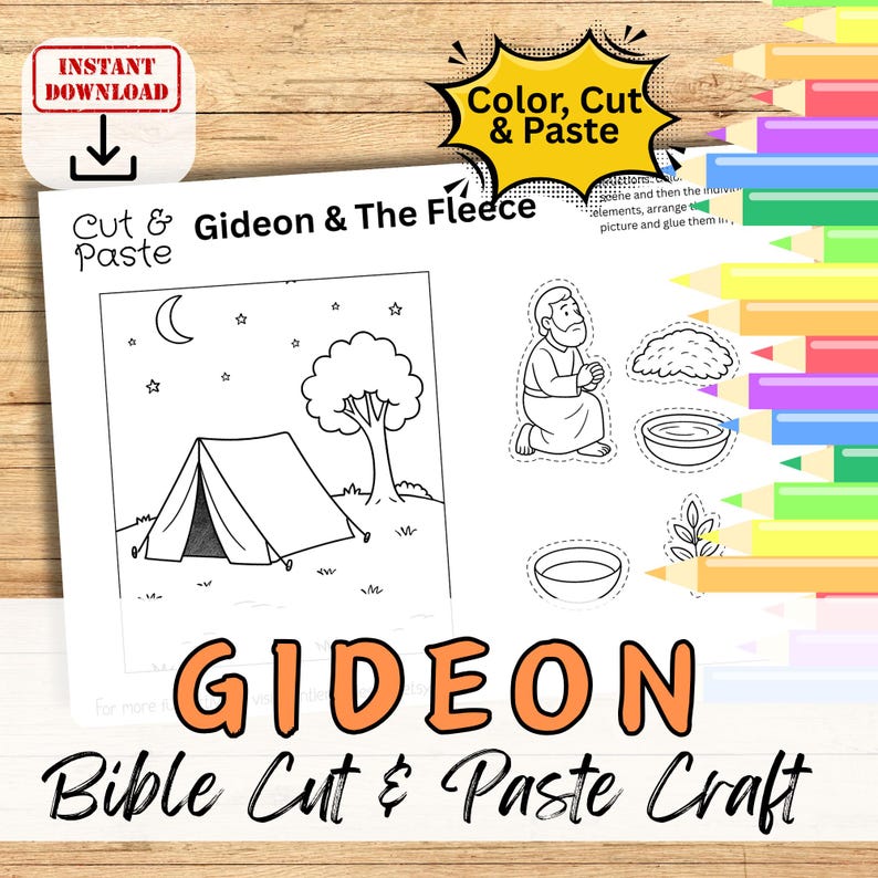 GIDEON & FLEECE Bible Story Paper Craft Activity for Kids. Judge ...