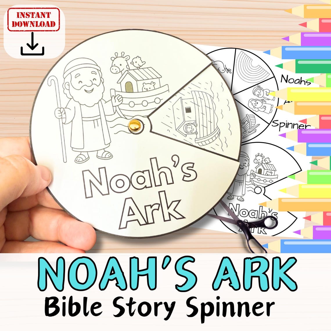 NOAH’S ARK Bible Spinner Story Wheel Craft. Bible Verse Sunday School ...