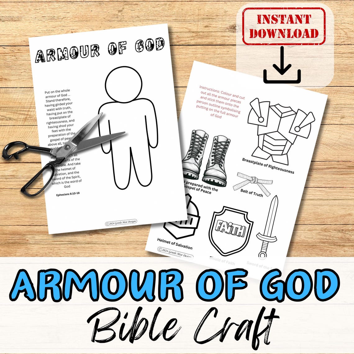 ARMOUR of GOD Bible Craft Activity for Kids. Sunday School/ Church ...