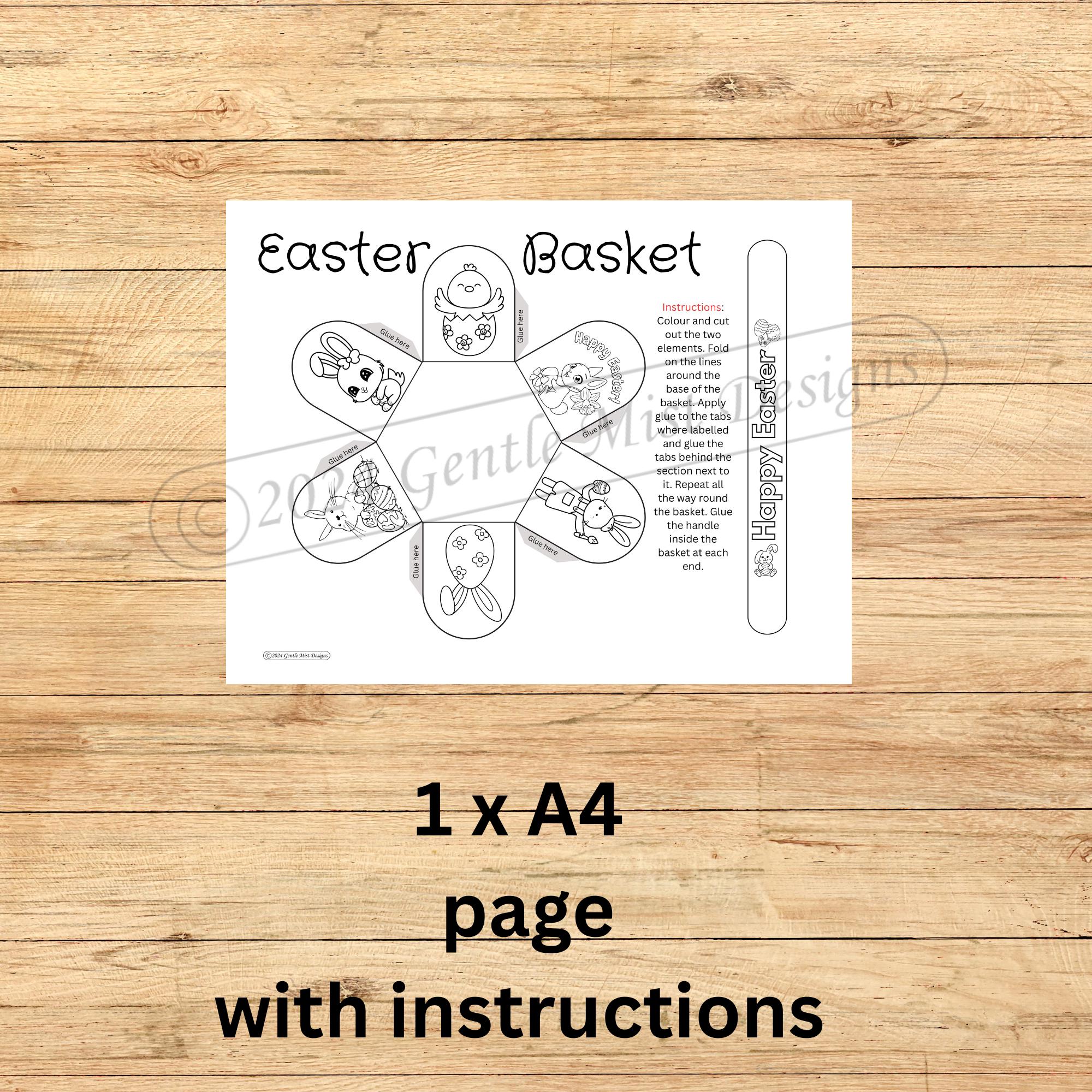 3D EASTER BASKET Paper Craft Activity for Kids. Nursery/childminder ...