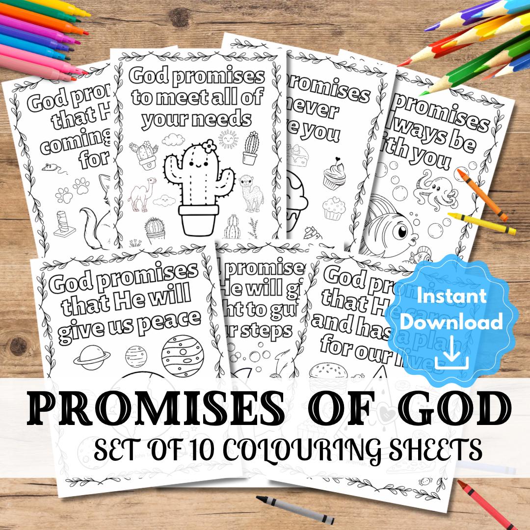 10 X PROMISES OF GOD Bible Verse Affirmations Colouring Pages. Sunday ...
