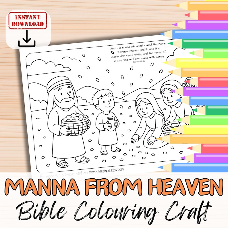 MANNA FROM HEAVEN Bible Verse Coloring in Sheet Activity for Kids ...