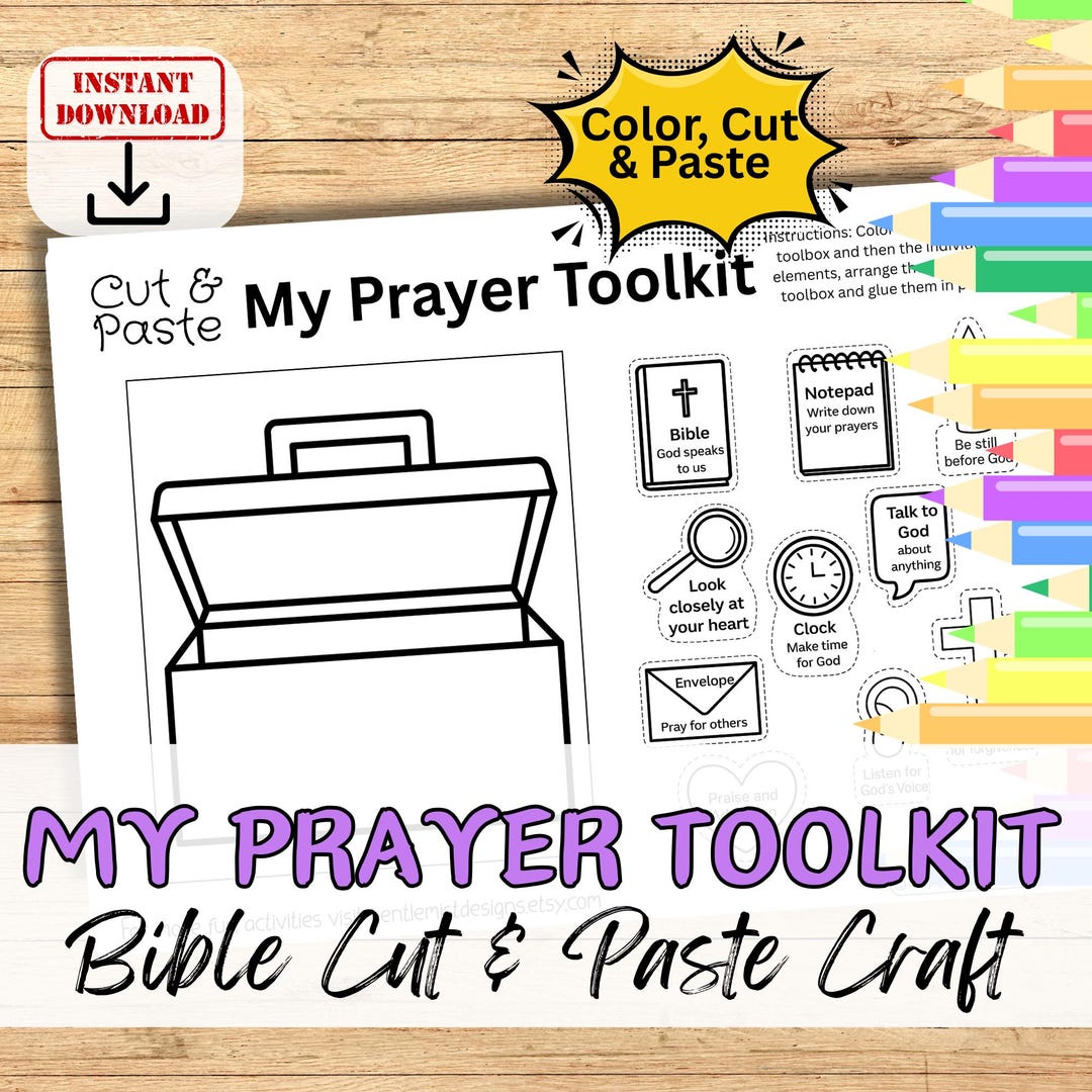 MY PRAYER TOOLKIT Bible Craft Activity for Kids Printable Diy Cut ...