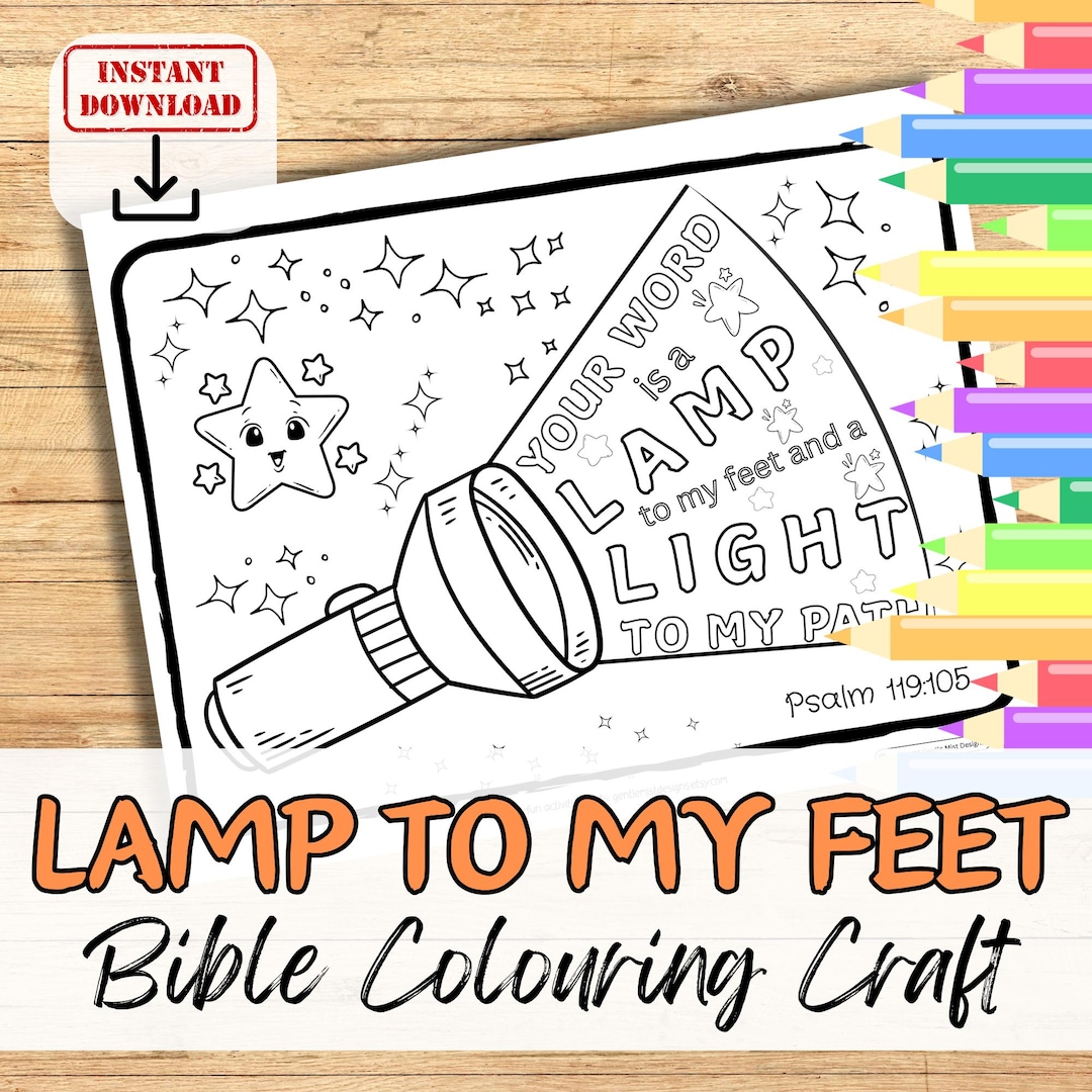 Your Word is a LAMP to My Feet Bible Verse Coloring in Sheet Activity ...