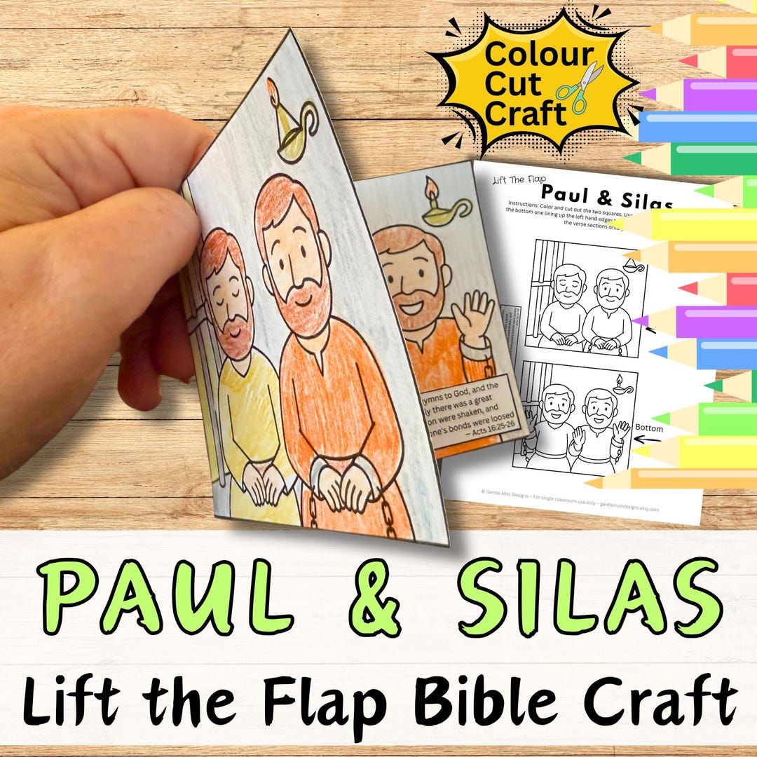 PAUL & SILAS in PRISON Bible Story Lift the Flap Paper Craft for Kids ...