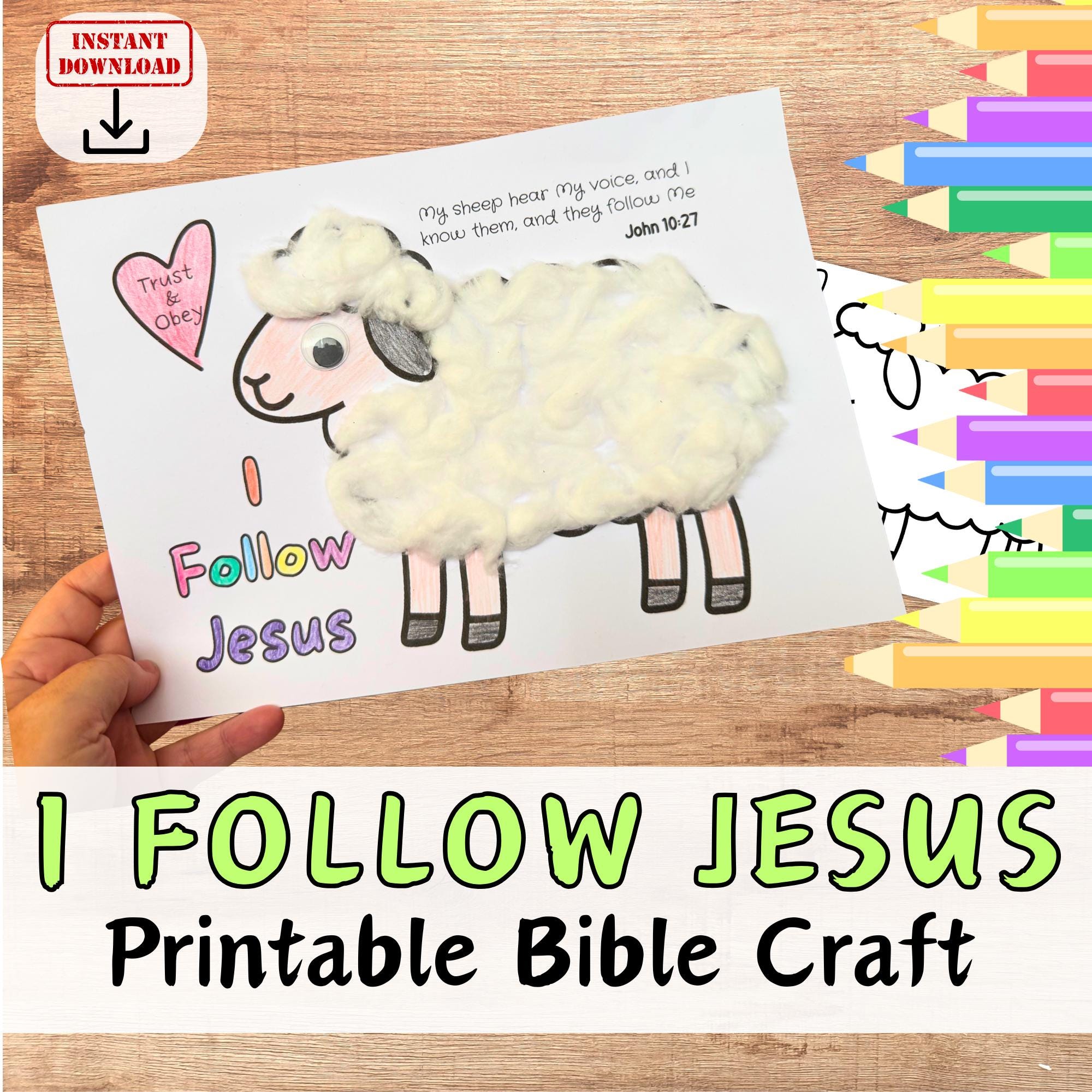 I FOLLOW JESUS Sheep Cotton Wool Craft Activity for Kids - Sunday ...