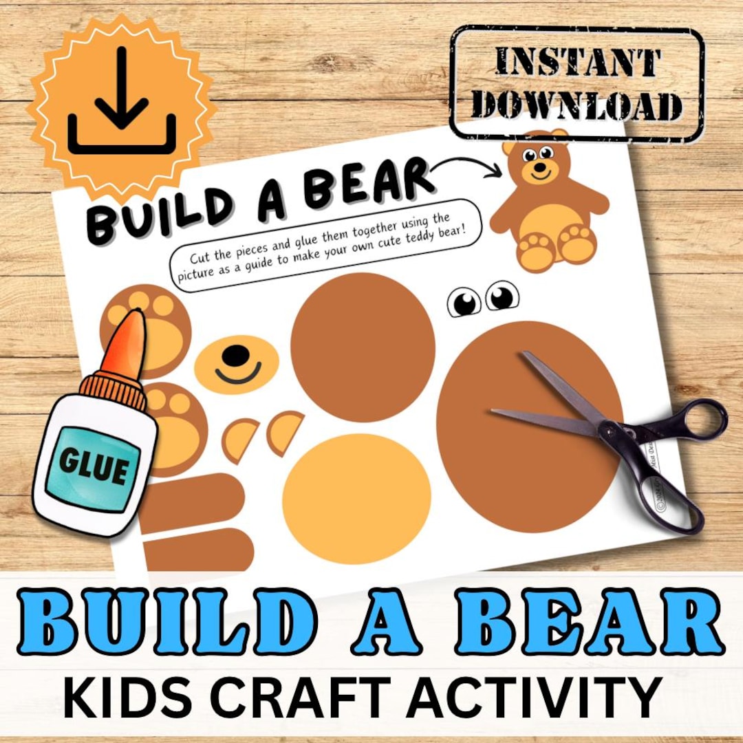 BUILD A TEDDY BEAR Fun Paper Craft Activity for Kids. Printable Easy ...