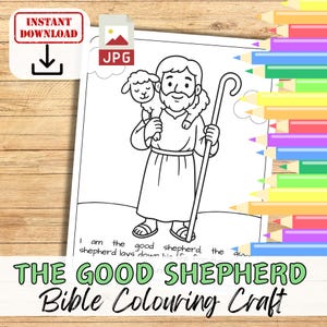 THE GOOD SHEPHERD Bible Verse Coloring in Sheet Activity for Kids ...
