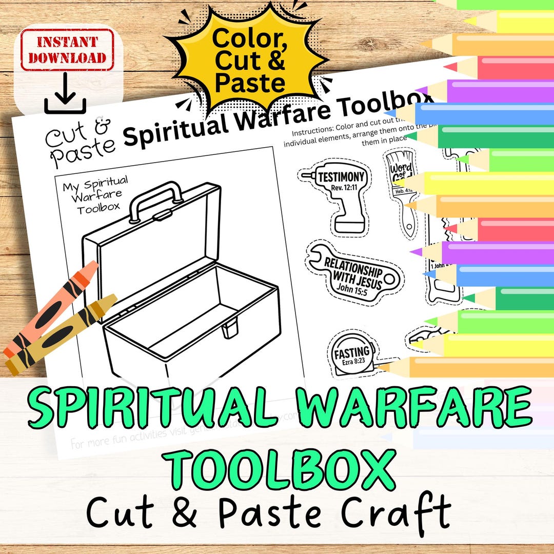 SPIRITUAL WARFARE TOOLBOX Bible Paper Craft Activity for Kids ...