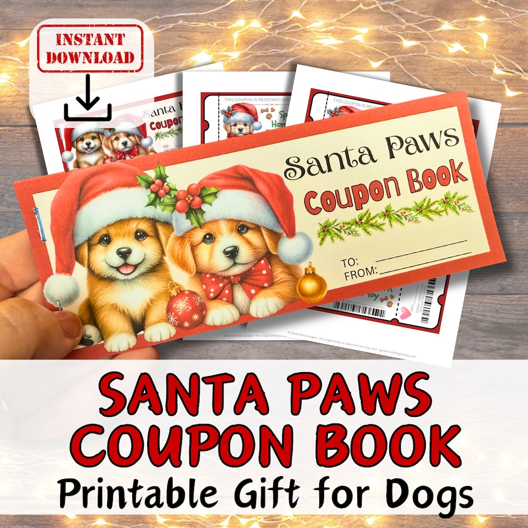 SANTA PAWS Coupon Book – Printable Cute Christmas Gift for Dogs | Fun ...