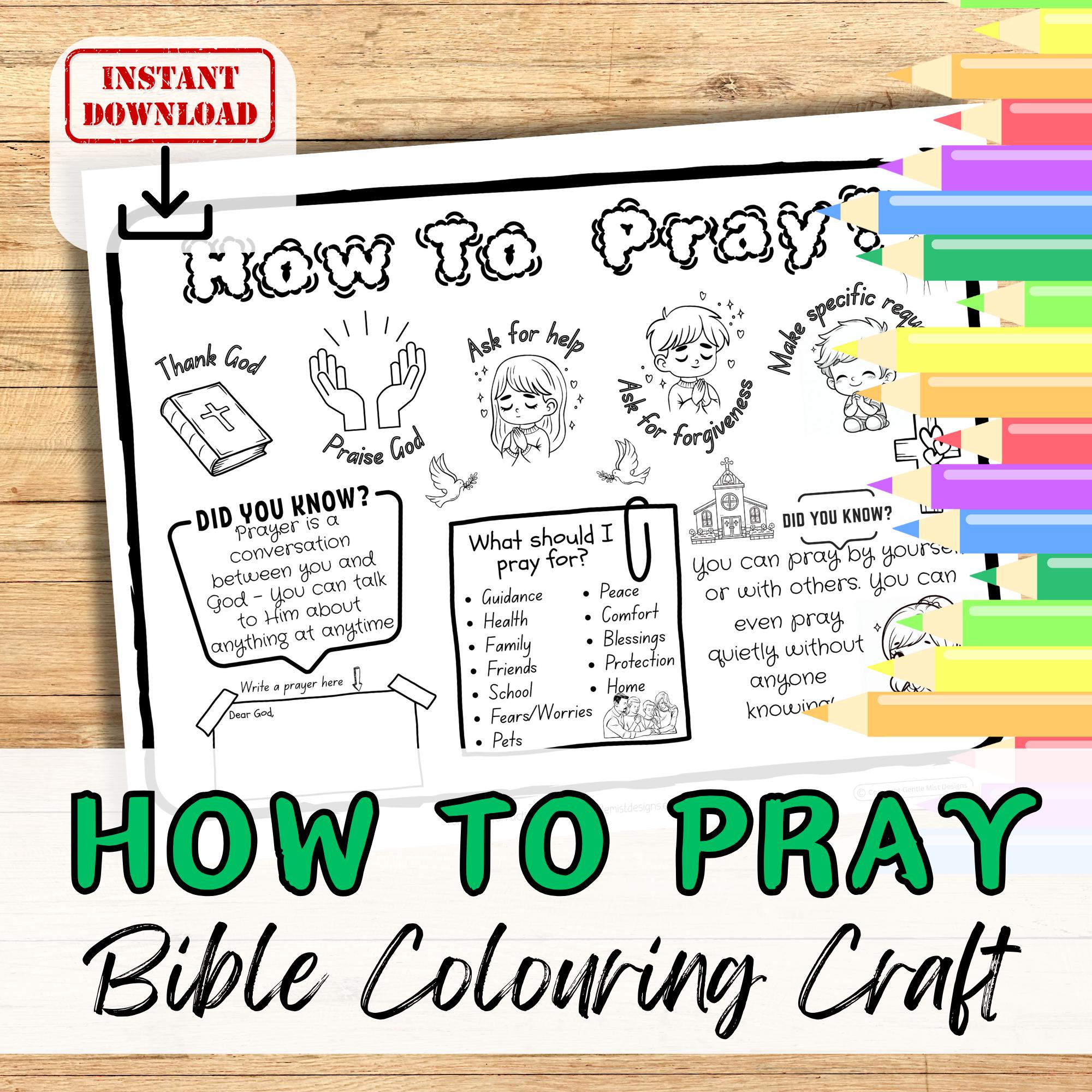 HOW TO PRAY Colouring Sheet Activity for Kids, Youth. Sunday School ...