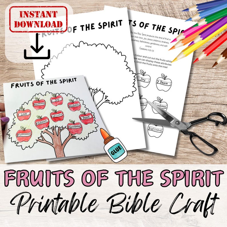 FRUITS of the SPIRIT Cut & Craft Activity for Kids Bible Christian ...