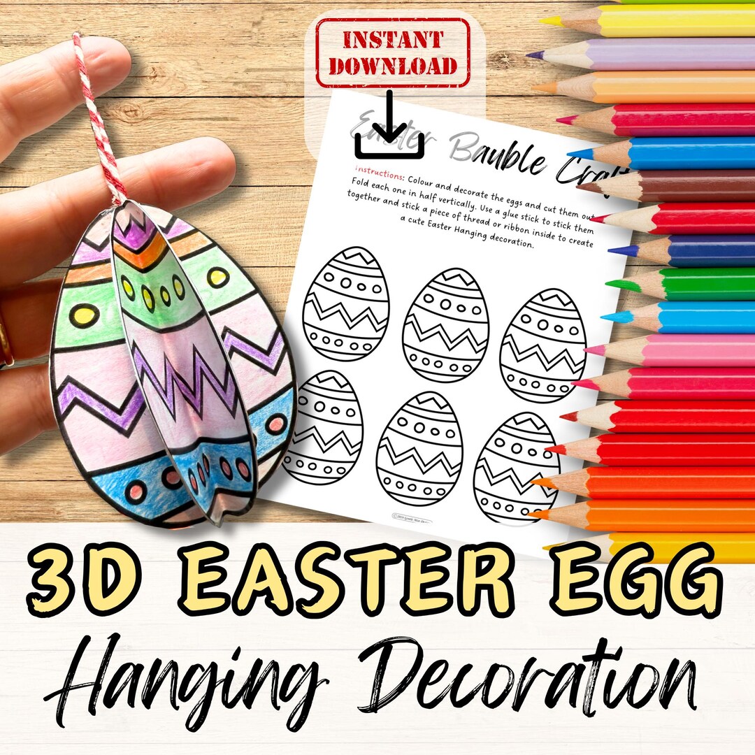 EASTER EGG 3D Hanging Decoration Paper Craft for Kids. Nursery/sunday ...