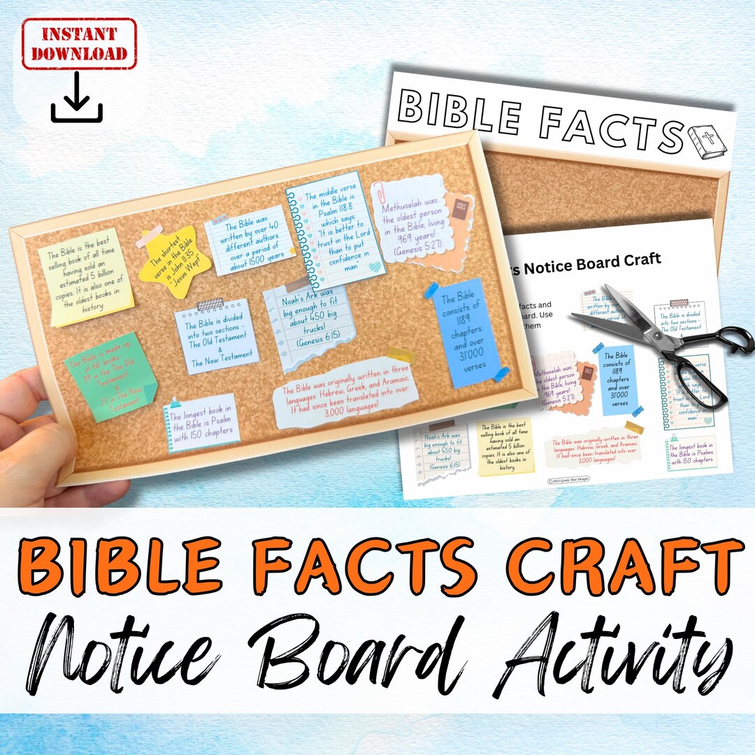 BIBLE FACTS Notice Board Paper Craft for Kids. Sunday School/ Church ...