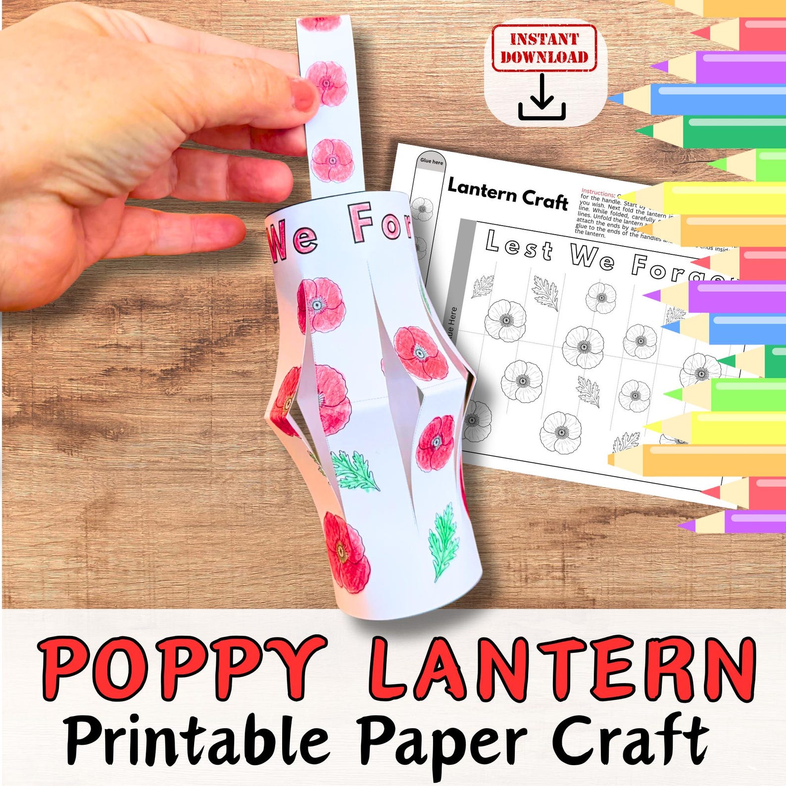 POPPY PAPER LANTERN Remembrance Craft Activity for Kids. Nursery ...