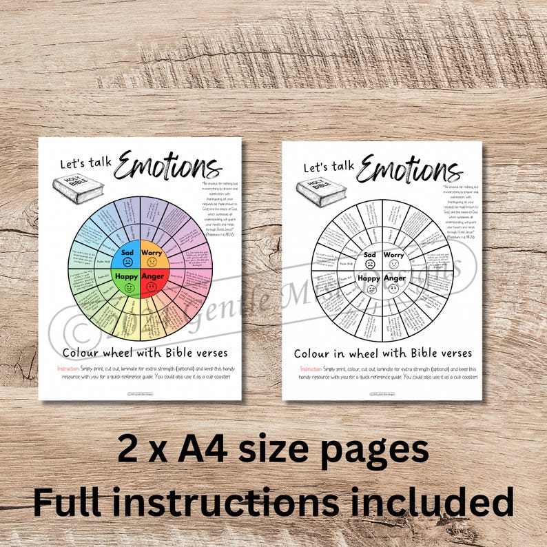 BIBLE Based EMOTIONS Colour Wheel Activity. Bible Verses for Mental ...