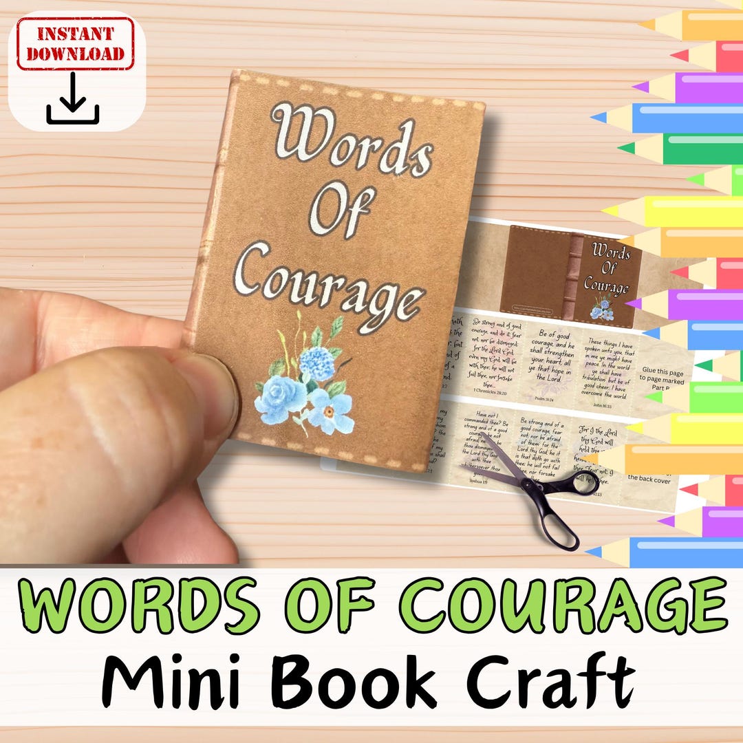 MINI BOOK - Words of Courage - Bible Craft Activity for Kids. Sunday ...