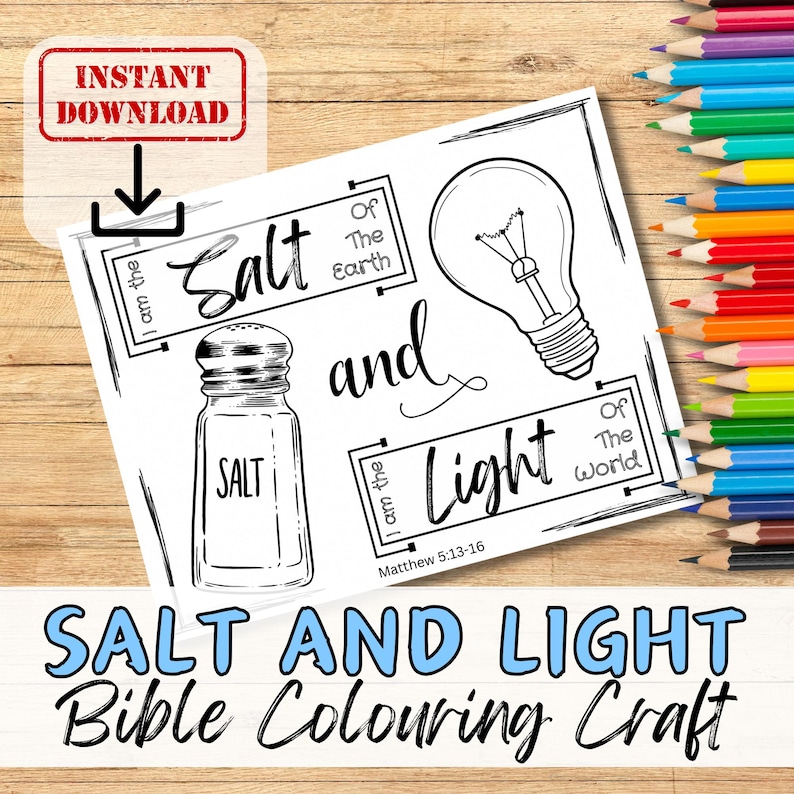 Salt of the Earth & Light of the World Bible Verse Colouring Sheet ...