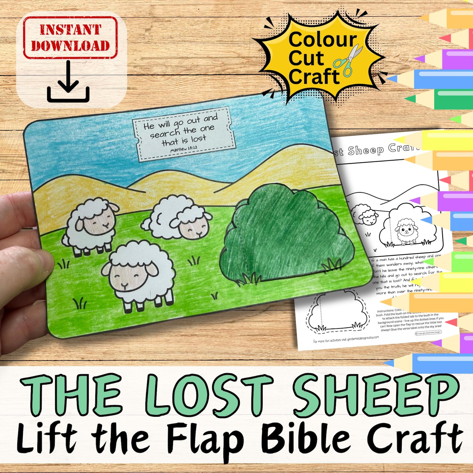 THE LOST SHEEP Bible Story Lift the Flap Paper Craft for Kids Sunday ...